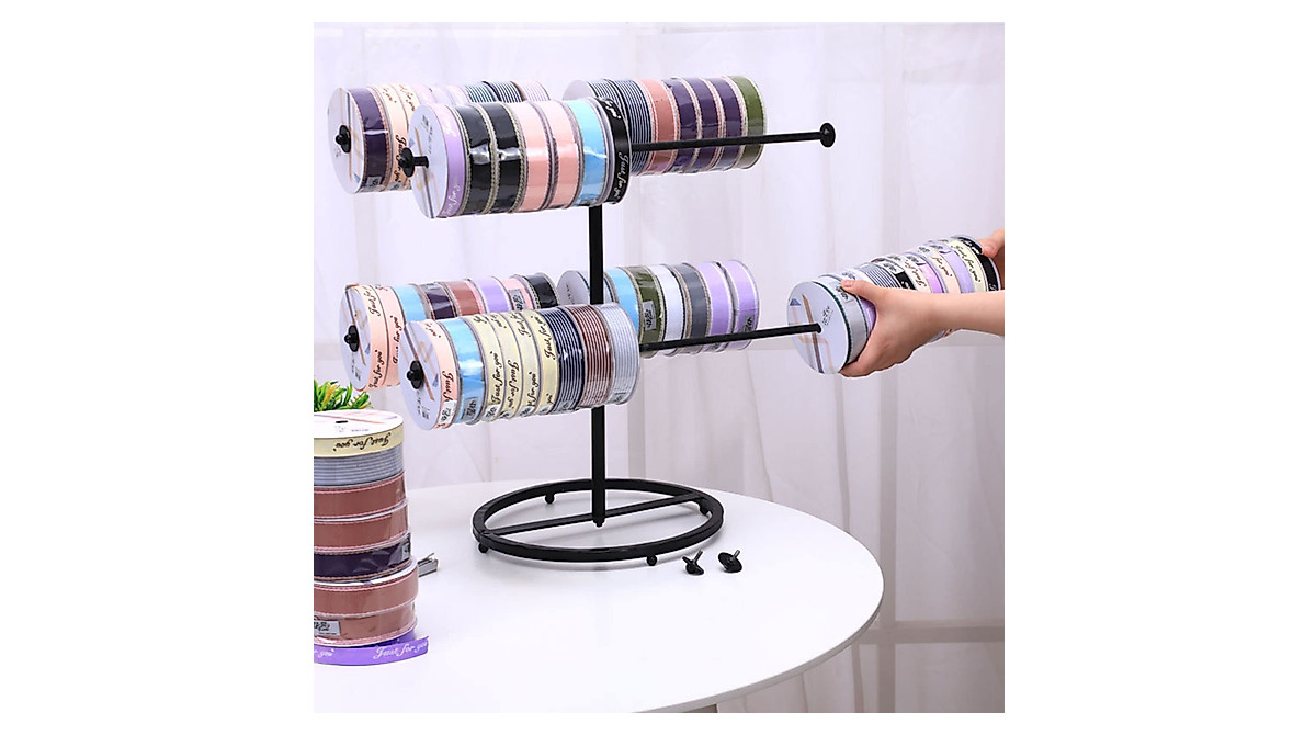 Dual-Sided Ribbon Display Stand for Crafting & Storage