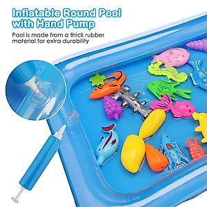 DC-BEAUTIFUL 51 Piece Fishing Toy Baby Bath Toy Magnetic Net Fishing Game Fishing Learning Education Play Set Outdoor Fun Best Gift for Children Fishing Game for Kids Party Favors