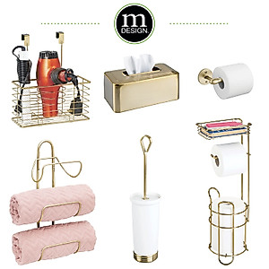 mDesign Metal Modern Tissue Box Cover Decorative Rectangular Facial Tissues Holder for Bathroom, Vanity, Countertop, Bedroom, Night Stand; Holds Tissue Boxes up to 4" Tall, Vivi Collection, Soft Brass