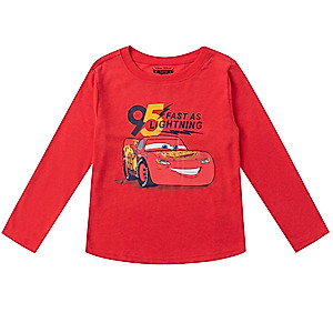 Disney Cars Lightning McQueen Boys Long Sleeve Sweatshirt and Pants Set for Toddlers and Big Kids