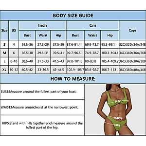 ZAFUL Ribbed Twisted Front Bikini Set for Women Cute Scoop Neck Textured Two Piece Swimsuits Sport Tank Bathing Suit(Deep Green,M)