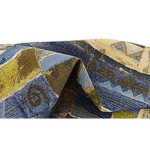 Unique Loom Outdoor Modern Collection Area Rug - Glyph (8' x 11' 4" Rectangle, Blue/ Beige)