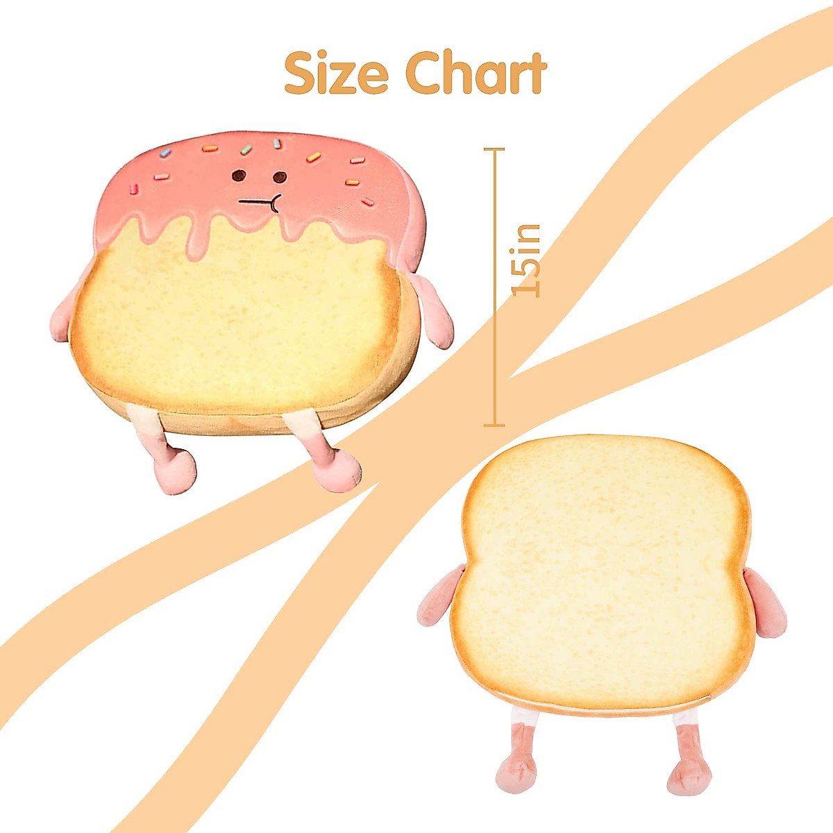 Oumelfs Toast Seat Cushion Cute Chair Pillow Pads Memory Foam with Removable Cover Gaming Chair Office Home Bedroom Shop Restaurant Decor (Strawberry)