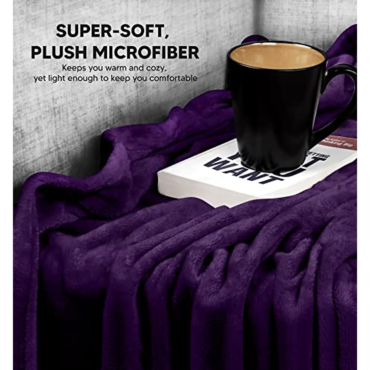 Utopia Bedding Fleece Blanket Throw Size Purple 300GSM Luxury Blanket for Couch Sofa Bed Anti-Static Fuzzy Soft Blanket Microfiber (60x50 Inches)