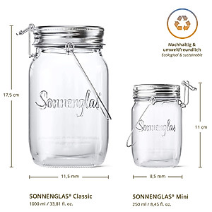 SONNENGLAS Classic 32oz | Original Award-Winning Solar Lantern|Indoor and Outdoor | With USB Charging l Glass and Stainless Steel | Decorate Inside | Fair Trade from South Africa