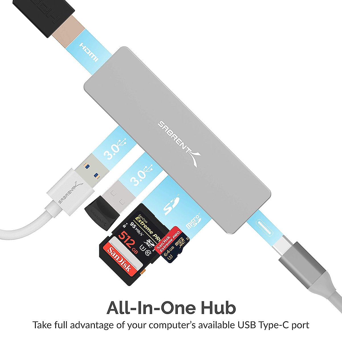 Sabrent 5 in 1 USB C Multi-Port HUB + USB 3.1 Type-C to HDMI Adapter