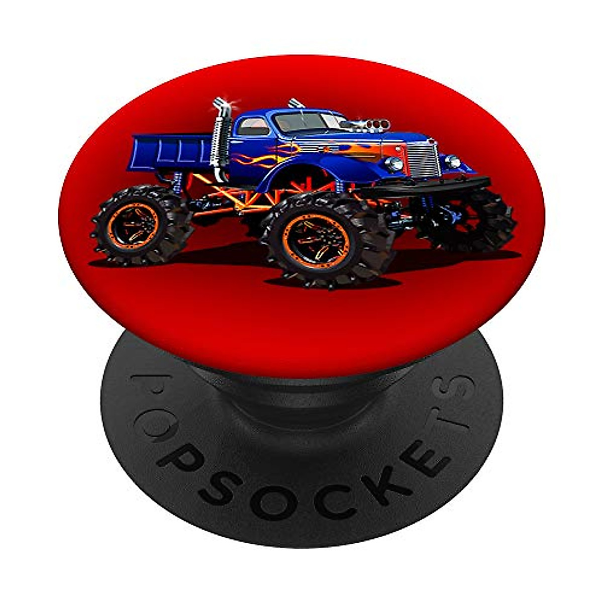 Boys Monster Truck With Flames Blue Red PopSockets Swappable PopGrip