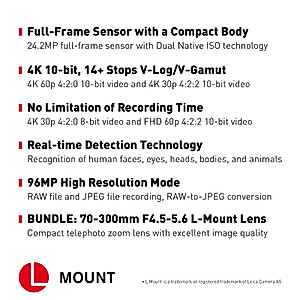 Panasonic LUMIX S5 Full Frame Mirrorless Camera (DC-S5BODY) and LUMIX S Series 70-300mm Lens (S-R70300)