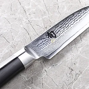 Shun Classic Straight Vegetable Knife, 3.5 inch VG-MAX Steel Blade, Handcrafted in Japan, DM0714