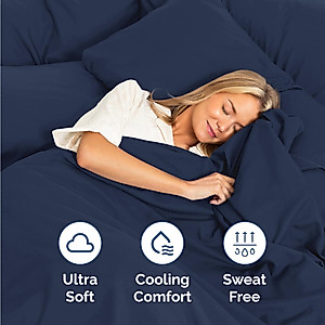 Twin Size 3 Piece Sheet Set - Comfy Breathable & Cooling Bed Sheets Set - Hotel Luxury Bedding for Women, Men, Kids & Teens - Deep Pockets, Easy-Fit, Super Soft & Wrinkle Free - Oeko-Tex - Navy Blue