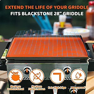 Utheer 28 Inch Silicone Griddle Mat & Spatula Mat for Blackstone Griddle, Heavy Duty Food Grade Silicone Griddle Mat, All Season Cooking Protective Griddle Grill Cover,28 Inch Blackstone griddle cover