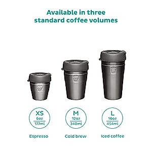 KeepCup Thermal - Vacuum Insulated Reusable Coffee Cup with Splashproof Sipper Lid | M 12oz/340ml - Black