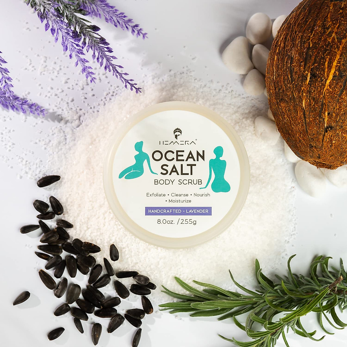 Ocean Salt Body Scrub, Handcrafted scrub with Lavender oil, Scrub with Essential Oils, Detox body scrub, Exfoliating Salt Scrub to Exfoliate & Moisturize Skin, Deep Cleansing