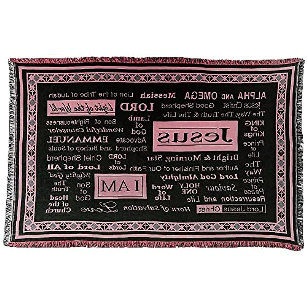 Dicksons Names of Jesus Christ Red and Cream 36 x 48 All Cotton Petite Throw Blanket