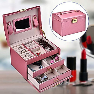 ZZYINH AN207 PU Leather Jewelry Watch Storage Box Watch Bracelet Earring Ear Stud Ring Necklace Holder Organizer Case Holder for Jeweler Small Jewelry