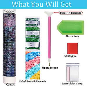 FOXKISS Diamond Art Painting Kits for Adults - Full Drill Diamond Dots Paintings for Beginners, Round 5D Paint with Diamonds Pictures Gem Art Painting Kits DIY Adult Crafts Kits