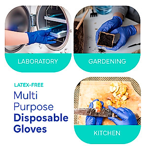 OWELL Nitrile Gloves Disposable Latex Free Medical Exam Gloves Powder Free Nitrile Gloves X-SMALL Disposable Gloves Rubber Gloves Disposable Medical Gloves Latex Free Gloves X-SMALL - 100 Count