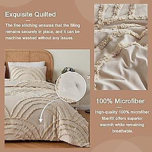 ENJOHOS Twin XL Comforter Set for College Girls - Twin Size Boho Beige Tufted Rainbow Comforter, 2 Pieces Rainbow Bedding for All Season, Lightweight Soft Microfiber Comforter with 1 Pillowcase