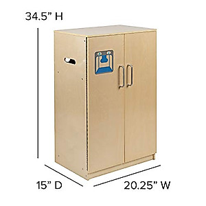 Flash Furniture Hercules Children's Wooden Kitchen Refrigerator for Commercial or Home Use - Safe, Kid Friendly Design, Natural