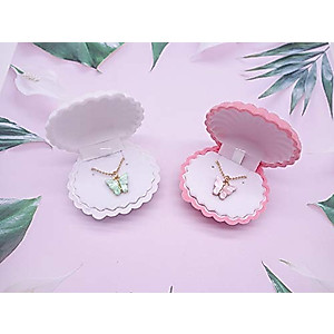 HAMIYELL Pack of 6 Velvet Earring Gift Box Shell Jewelry Storage Case Showcase Display Organizer Box for Necklace (White)