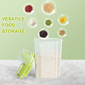 TBMax Rice Storage container 4 Lbs, Small Rice Dispenser with Measuring Cup, Lime Green Cereal Containers Flour Bin, Kitchen Food Storage Container and Pantry Organizers, Pet Dog Cat Food Dispenser