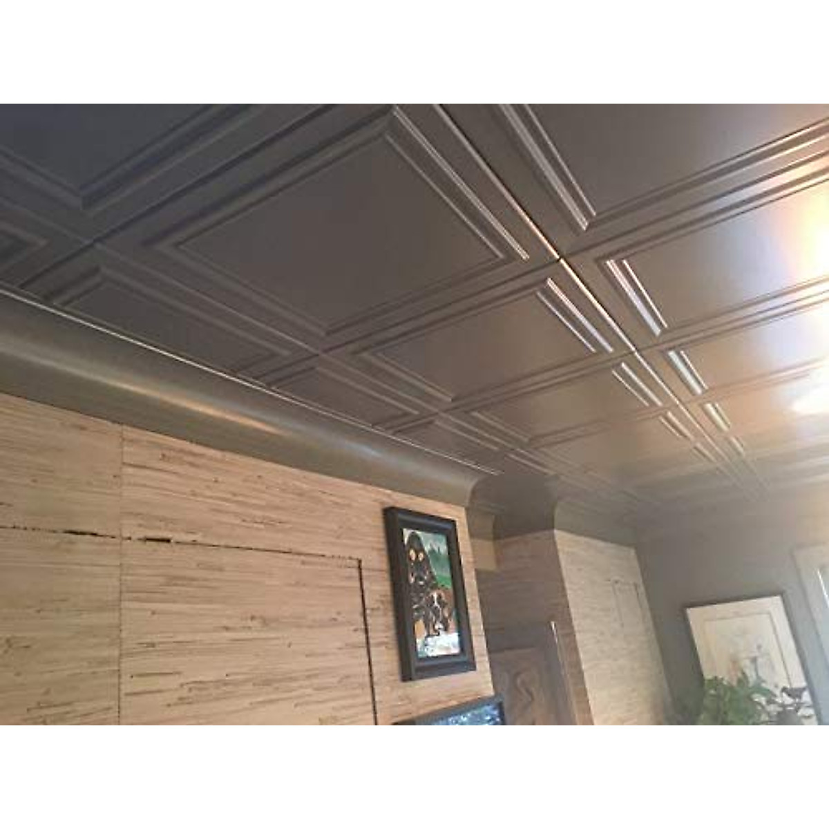 A La Maison Ceilings R24 Line Art Foam Glue-up Ceiling Tile (128 sq. ft./Case), Pack of 48, Plain White