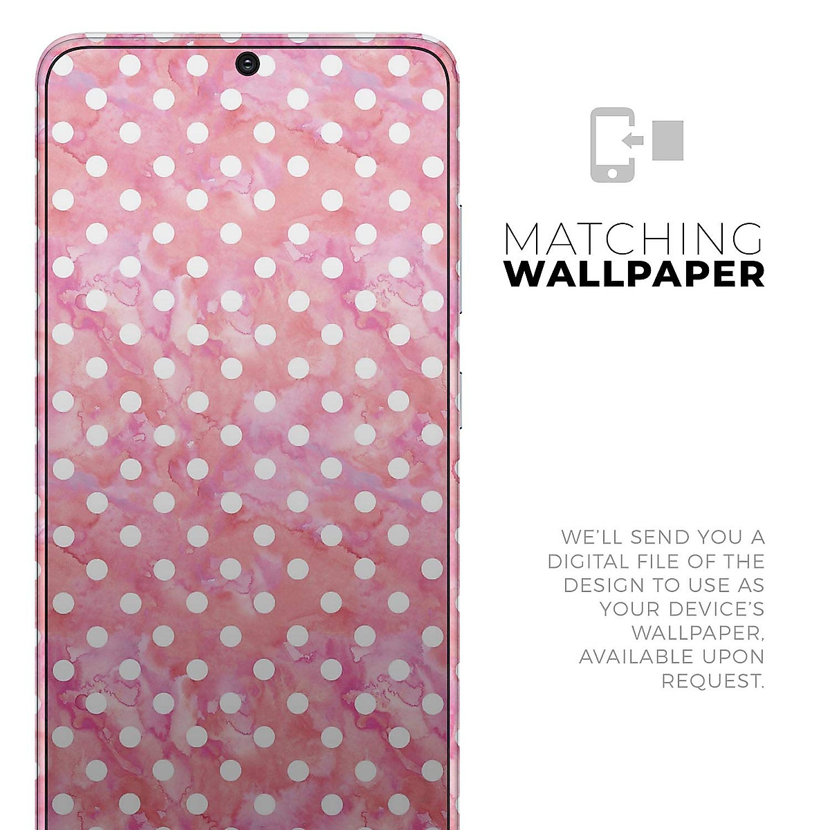 DesignSkinz White Polka Dots Over Pink Watercolor Protective Vinyl Decal Wrap Skin Cover Compatible with The Samsung Galaxy S20 (Screen Trim & Back Glass Skin)