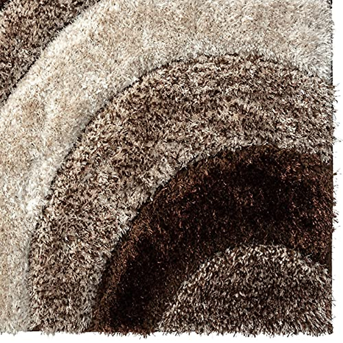 LUXE WEAVERS Rug - Lantanas 7070 Modern Shag Geometric Stain-Resistant Area Rug, Brown/Size 5x7