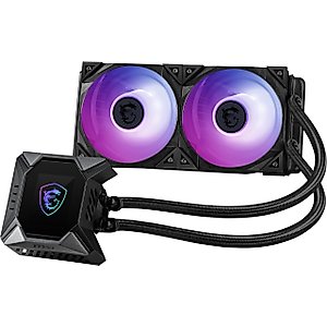 MSI MPG CORELIQUID K240 V2 AIO CPU Liquid Cooler - LCD Pump with 60mm Fan, 2 x 120mm ARGB Fans, Evaporation-Proof Tubing, GI Cooling & Mystic Light Software Support - AMD & Intel Socket Compatible
