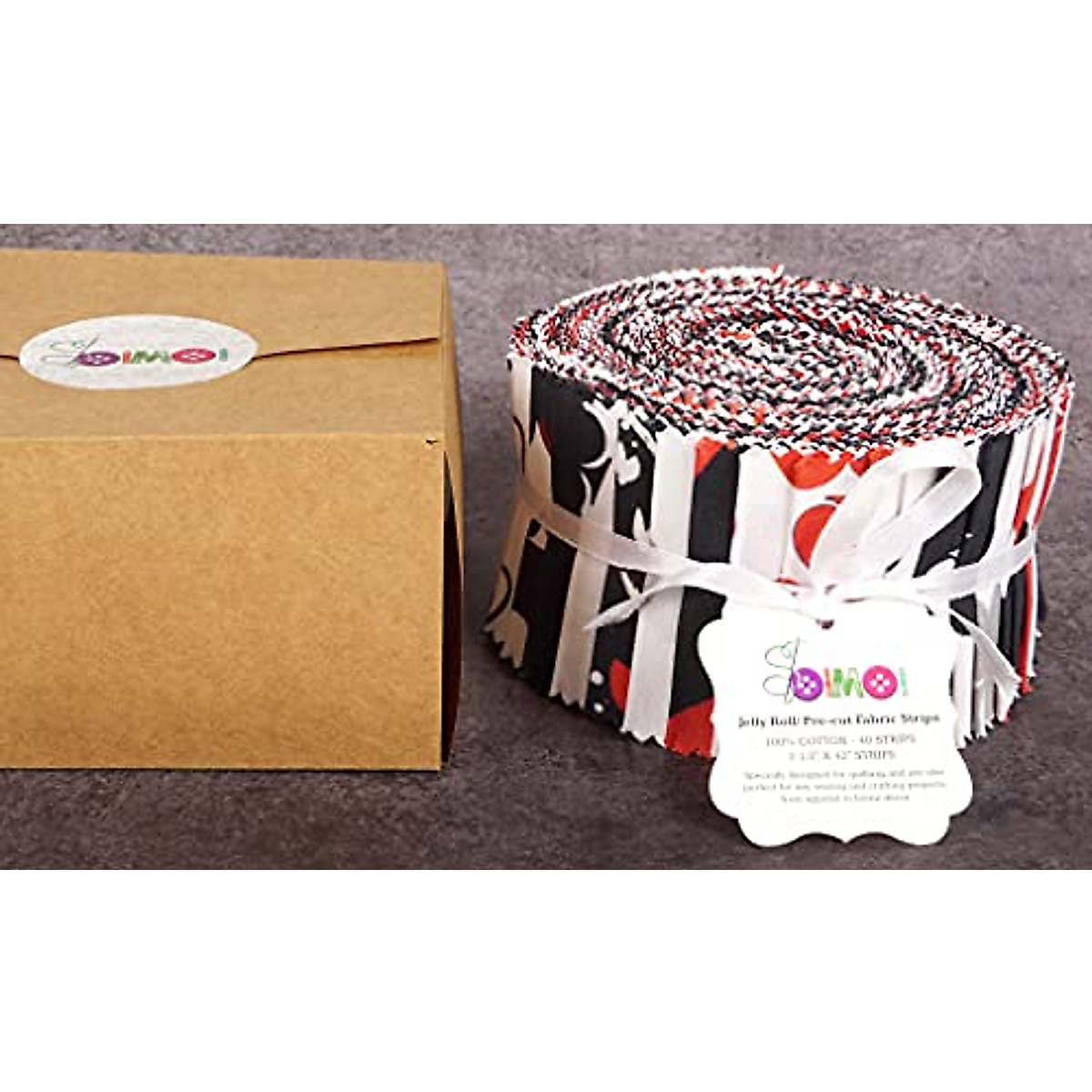 Soimoi 40Pcs Poker Card Print Cotton Precut Fabrics for Quilting Craft Strips 2.5 inches Jelly Roll - White & Black