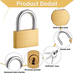 Kenning 16 Pcs Solid Keyed Alike Padlocks 1.18" Solid Brass Padlock with Key Weatherproof Luggage Locks Suitcase Lock Wide Body with Hardened Steel Shackle for Sheds, Storage Unit, Gym Fence