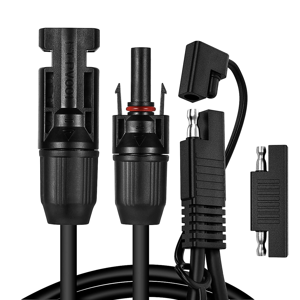 JYFT Solar Panel Connector to SAE Adapter Cable 12AWG 1FT/35CM, Solar to SAE Cable PV Extension Wire for Automobiles, Motorcycles, and Outdoor Solar Installations