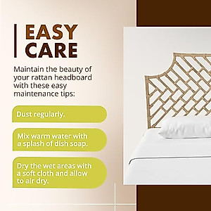 Kouboo Rattan Chippendal Headboard, California King Size, Handmade, Bedroom Furniture, Bohemian Decor, Headboard, Natural