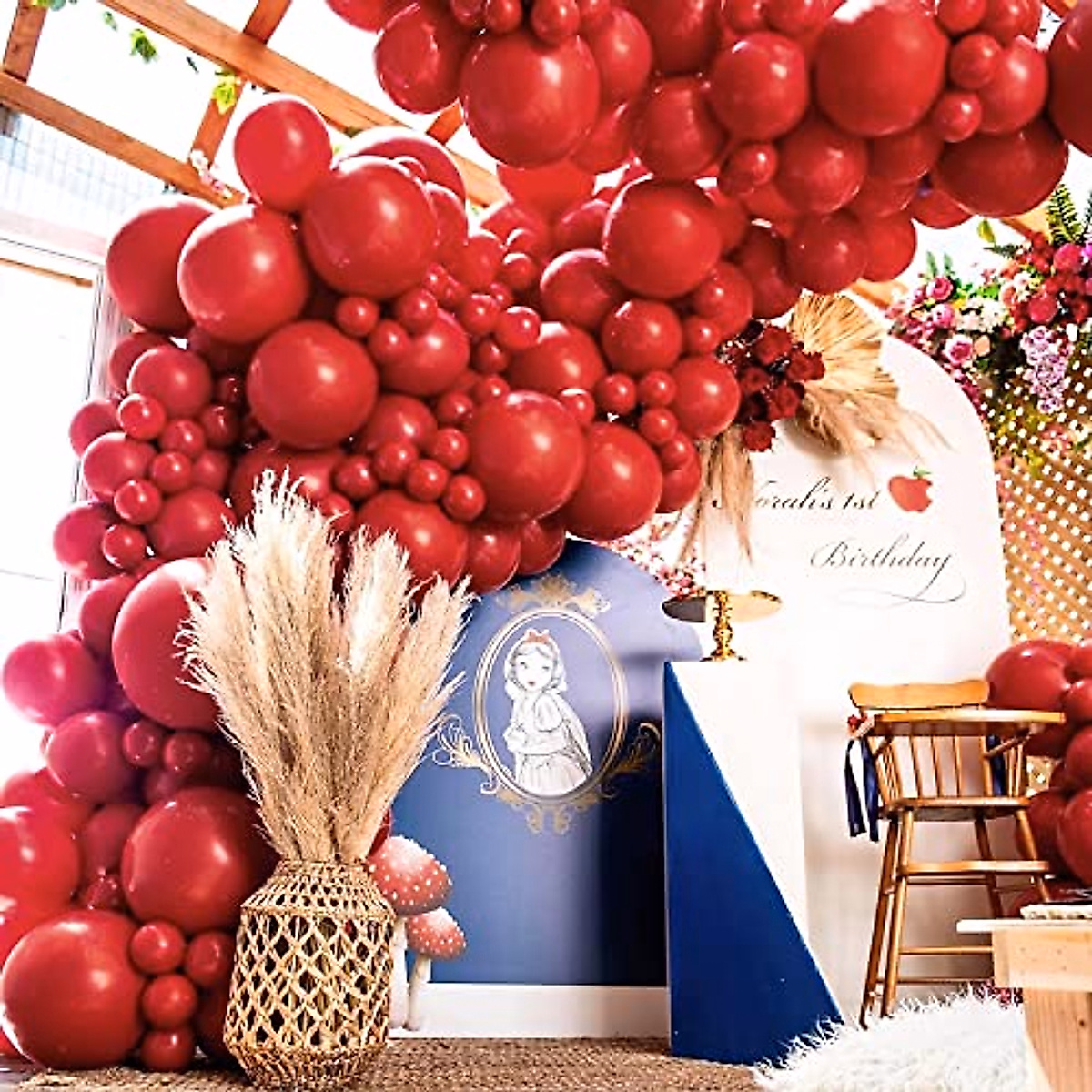 PartyWoo Red Balloons, 100 pcs Matte Red Balloons Different Sizes Pack of 36 Inch 18 Inch 12 Inch 10 Inch 5 Inch for Balloon Garland or Balloon Arch as Party Decorations, Birthday Decorations