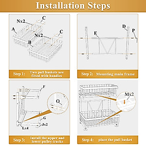 Under Sink Organizer, PXRACK Pull Out Cabinet Organizer 2-Tier Slide-out Sliding Shelf Under Cabinet Storage Multi-purpose for Under Kitchen Bathroom Sink Living Room Organizers and Storage