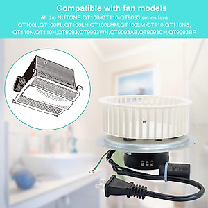 0696B000 Motor Assembly for QT100 and QT110 Series Fans, Bathroom Fan Motor Replacement for NuTone QT-110N-B JA2C394N QT100L QT9093, 0696B000 Bathroom Exhaust Fan Motor Replacement for NuTone