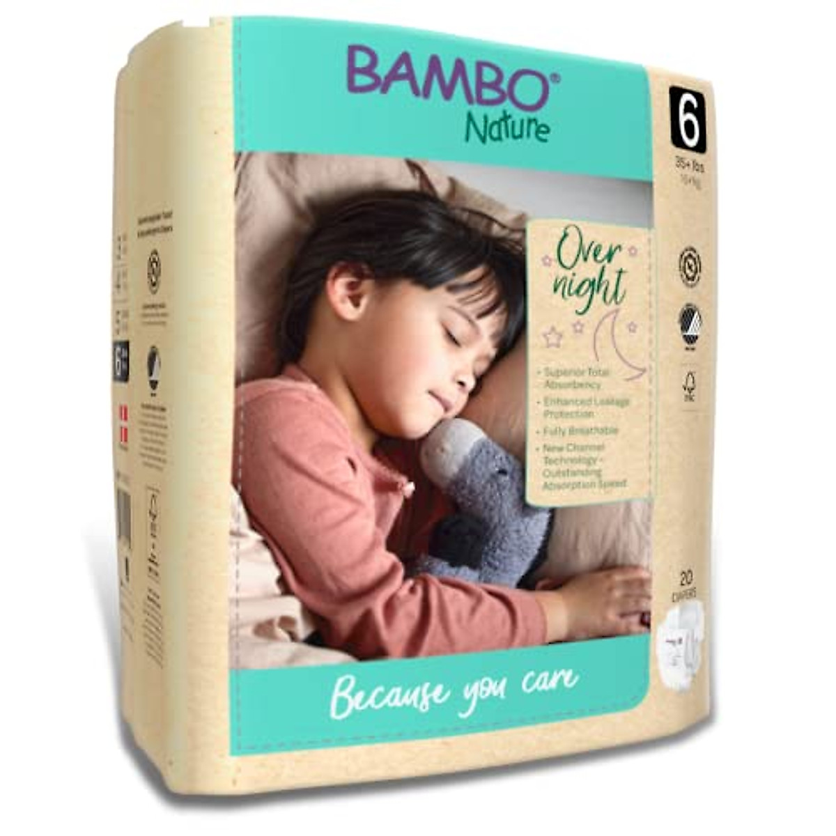 Bambo Nature Overnight Baby Diapers (Sizes 3 TO 6), Size 6, 80 Count