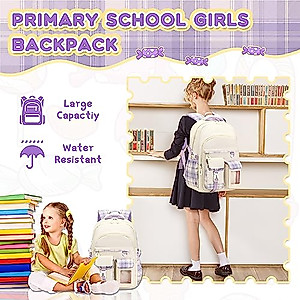 PIG PIG GIRL Girls Backpack, Lightweight Kids Backpack Functional Pockets Kawaii School Backpack Watrer Resistant Boogbag for Primary Elementary School,Beige