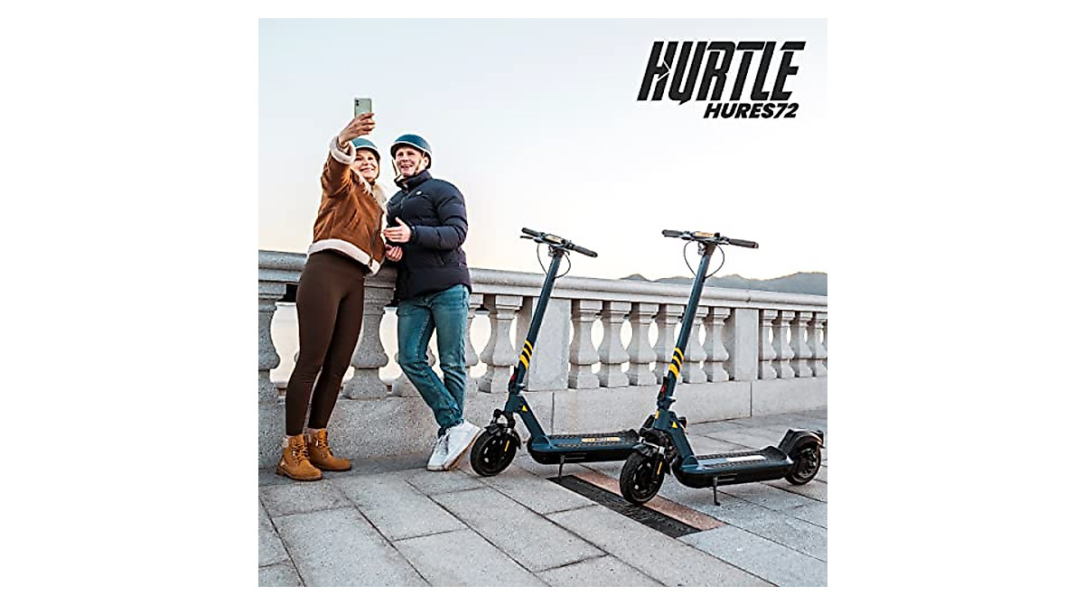 Hurtle Folding Electric Scooter - 10” Honeycomb Tires, 25 Miles Range ...
