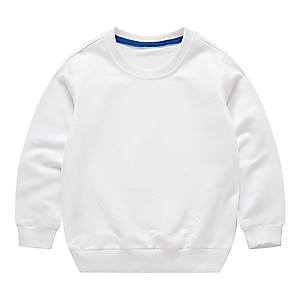 RUKOSU Toddler Kids Baby Boy Girl Long Sleeve Sweatshirt Casual Shirt Thin Pullover Infant Crewneck Sport Tops White 2T