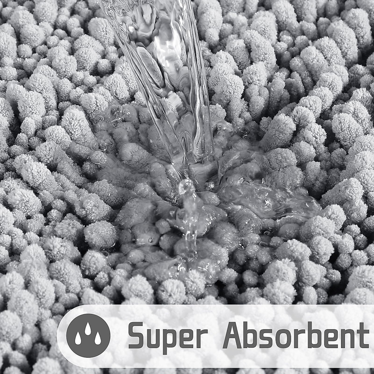 Yimobra Bath Rug Mat, 32 x 20, Soft Shaggy Non-Slip Chenille Bathroom Rugs, Large Size, Super Absorbent and Thick, Machine Washable Bathroom mat, Tub and Shower, Home Decor Accessories, Silver