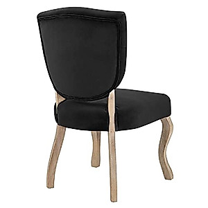 Modway Array French Vintage Tufted Performance Velvet Weathered Wood Dining Chair in Black