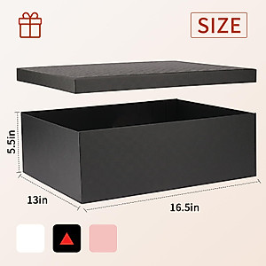 YINUOYOUJIA Large Gift Box 16.5x13x5.5 Inch,Black Boxes for Presents,Present Box,birthday box,Packaging box for Valentine's Day,Mother's Day,Christmas,Anniversarie.