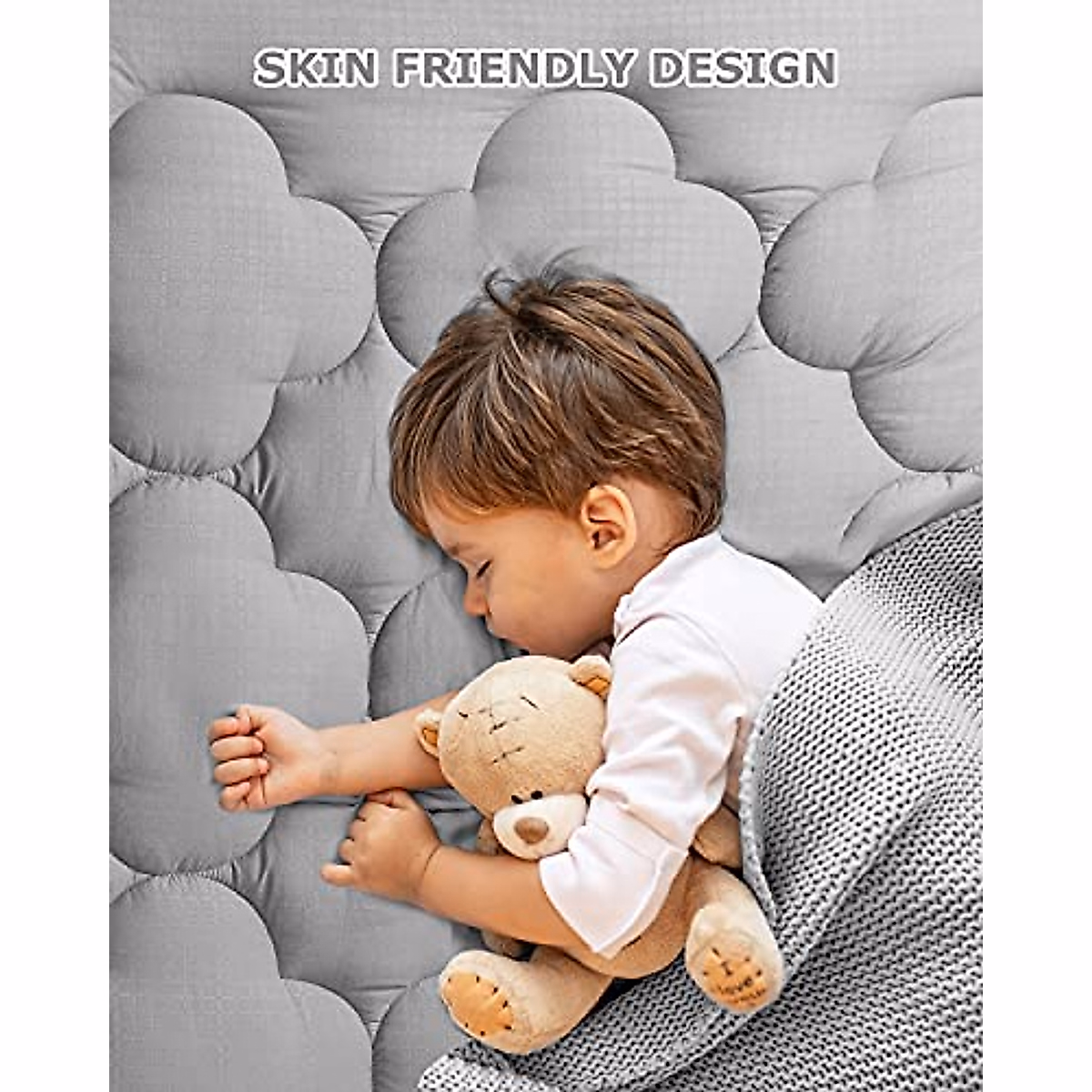 BedStory Mattress Topper Queen Size, Dual-Layer Pillow Top & Gel Memory Foam Bed Toppers 3.6 Inch, 2-in-1 Combination of Comfort and Support, Gray