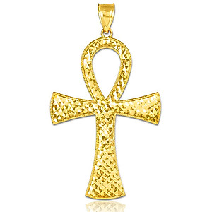 Fine 10k Yellow Gold Egyptian Ankh Cross Gold Pendant