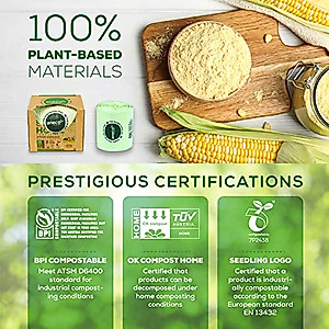 ANECO 100% Compostable Trash Bags 2.6 Gallon, Extra Thick Kitchen Small Compost Bags for Countertop Bin (100 Count)