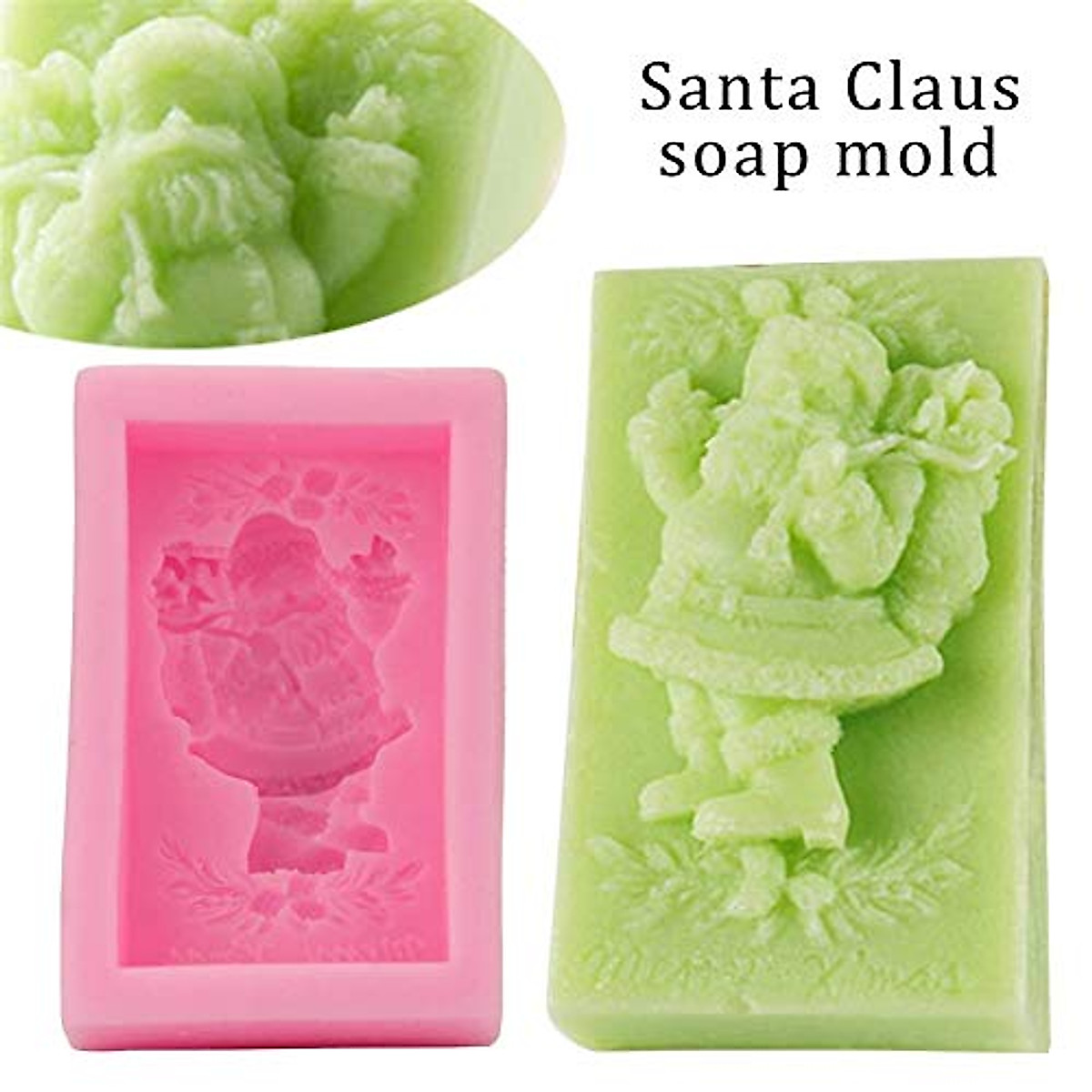 2 Pack Silicone Mold Xmas Sets, Santa Claus and Christmas Tree Shape Craft Art Silicone Soap Mold, Craft Molds DIY Handmade Soap Gifts - Soap Making Supplies by YSCEN