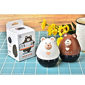 Mechanical Kitchen Timer Cute Cartoon Animal Timers 60 Minutes Mechanical Kitchen Cooking Timer Clock Loud Alarm Counters Mini Size Manual Timer (F)