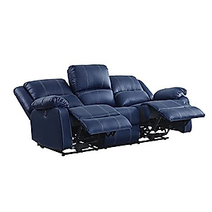 Elountik Modern Zuriel Power Motion Reclining Sofa with Tight Back & Seat Cushion,Tight Pillow Top Arm, Recliner Sofa with Motion Reclining Mechanism for Living Room, Blue PU, Sofa