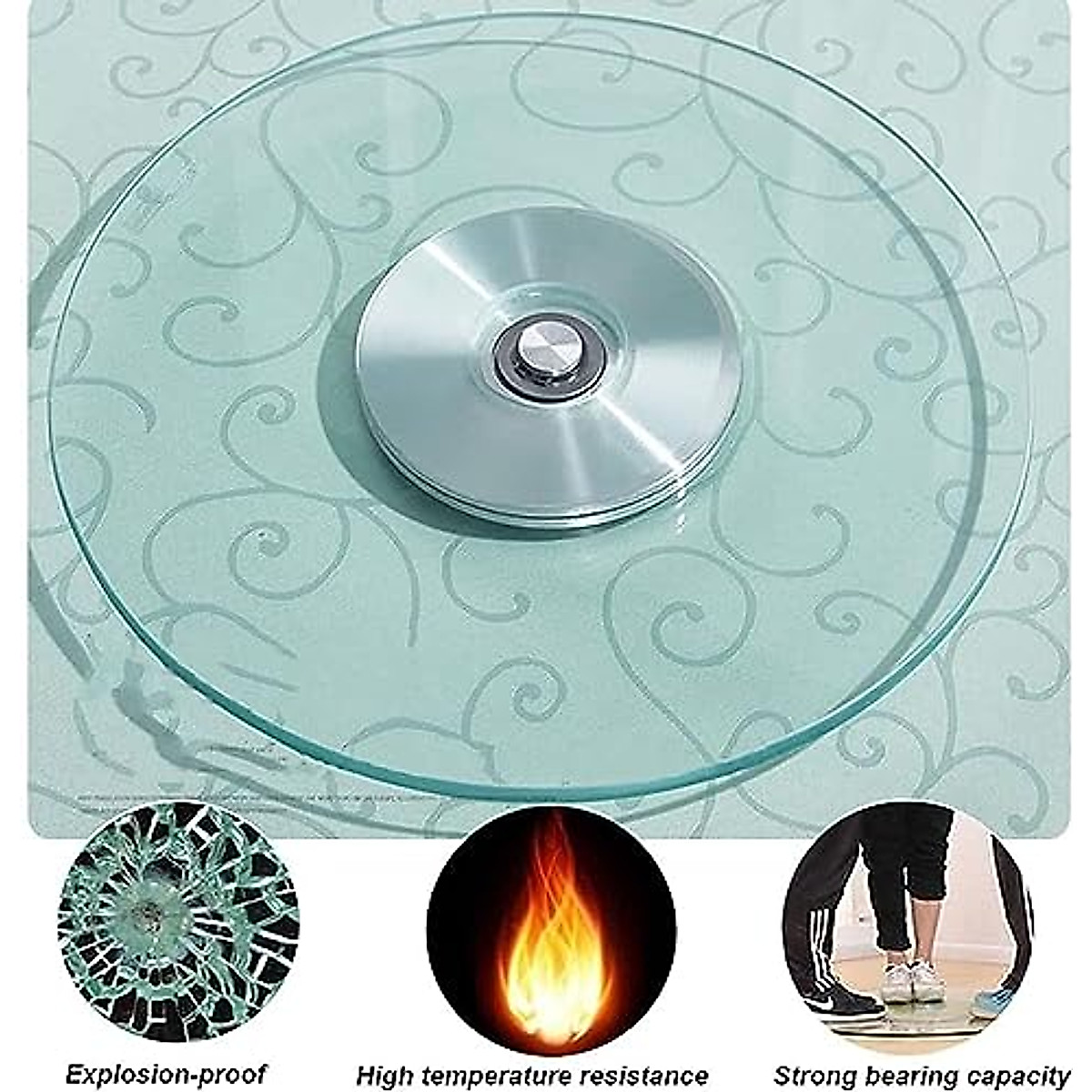 Lazy Susans Turntable Tempered Glass Lazy Susan Turntable Dining Table， Transparent Round Tabletop Rotating Serving Tray With Silent Bearing, Easy To Share Food (Size : 90cm/35.4inch)